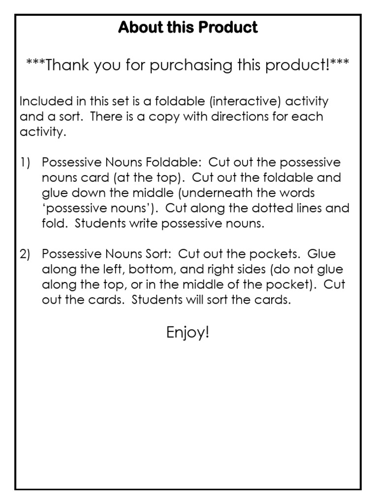 Interactive Possessive Nouns Activities | PDF