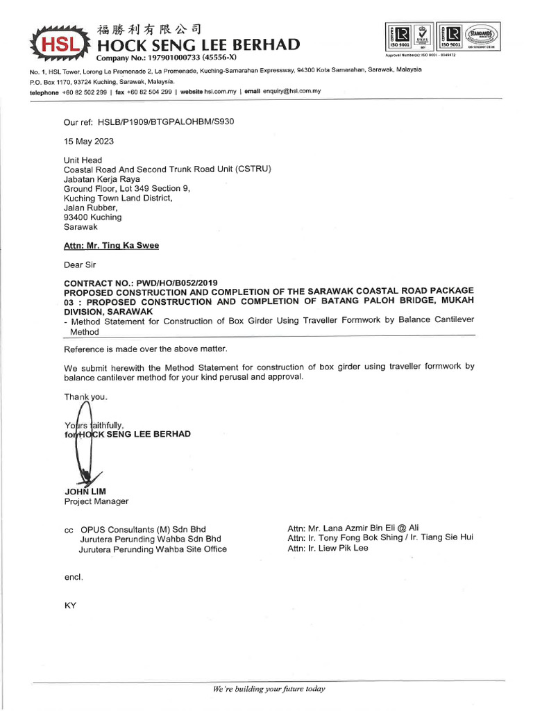 HSLB-P1909-S930 JKR CSTRU Method Statement Construction of Box Girder Using Traveller Formwork ...