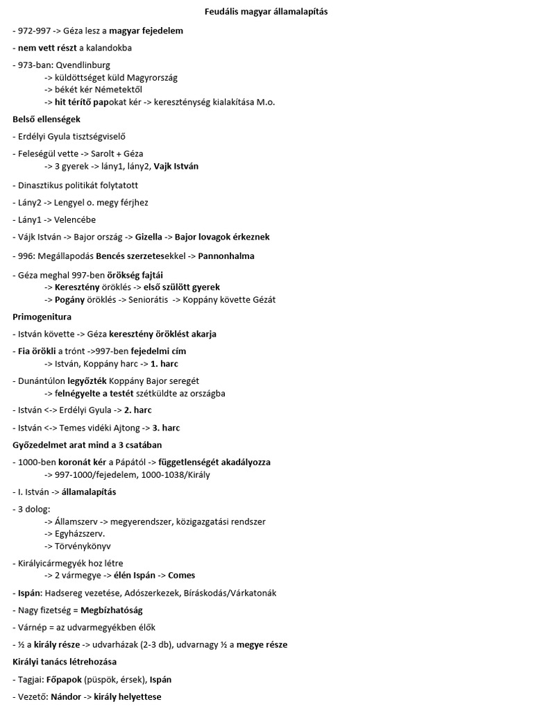 Feudális magyar államalapítás | PDF