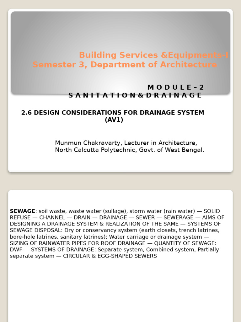 Building Services &Equipments-I (Disposal of Sewage) | PDF | Sanitary Sewer | Sewage Treatment