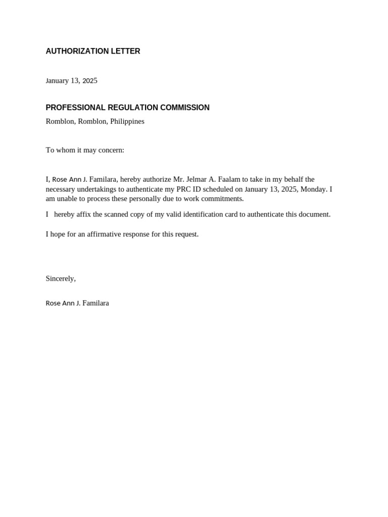 AuthorizationLetterforAuthentication | PDF