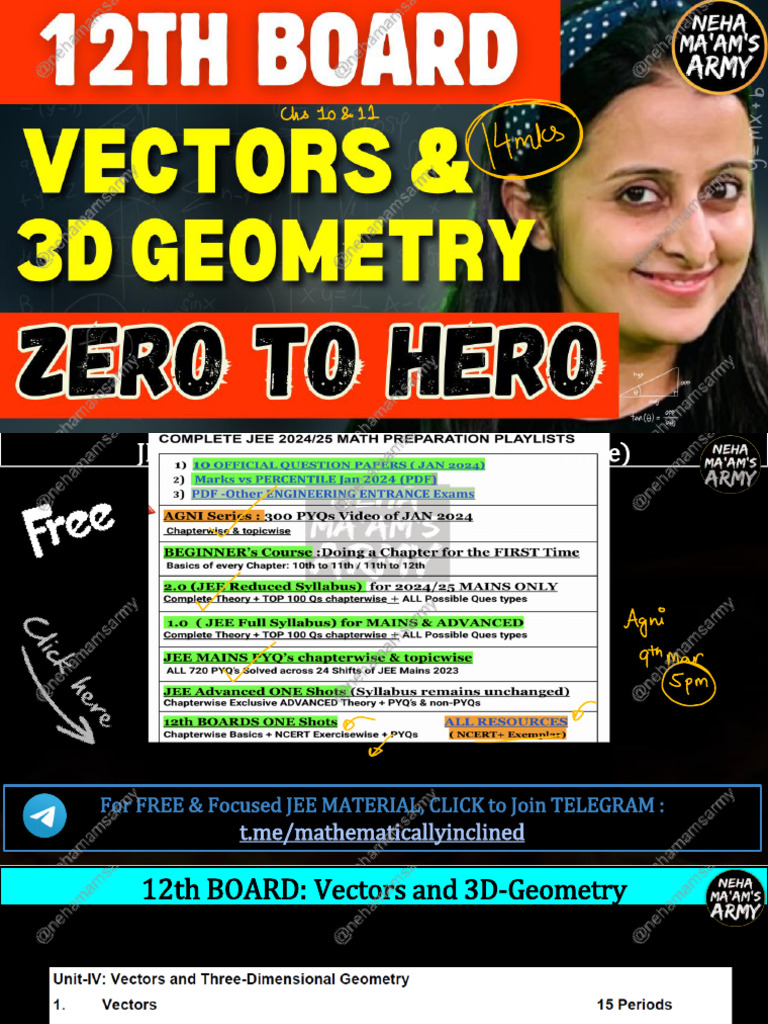 CBSE 2024 - 12th BOARD - Vectors 3D Geometry | PDF | Euclidean Vector | Quantity
