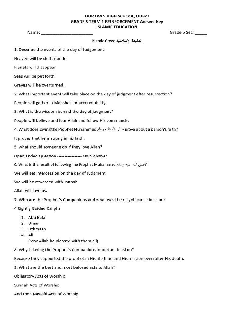 Grade 5 Reinforcement Answer Key | PDF