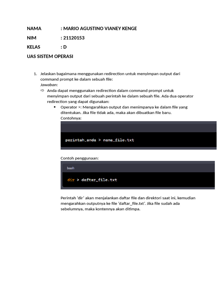 Uas Sistem Operasi - 21120153 - Mario A V Kenge | PDF