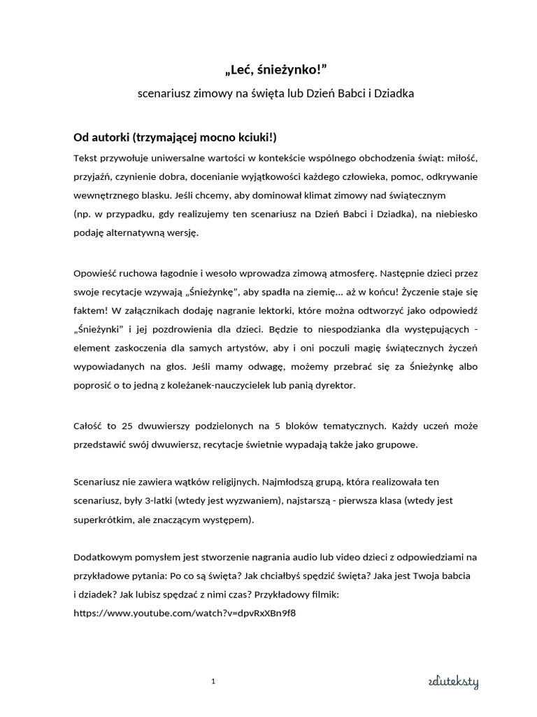 Lec Sniezynko Scenariusz 2 | PDF