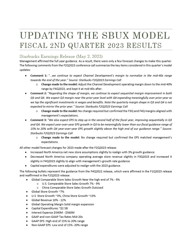 Sbux Model Changes After f2q2023 | PDF | Business | Economies