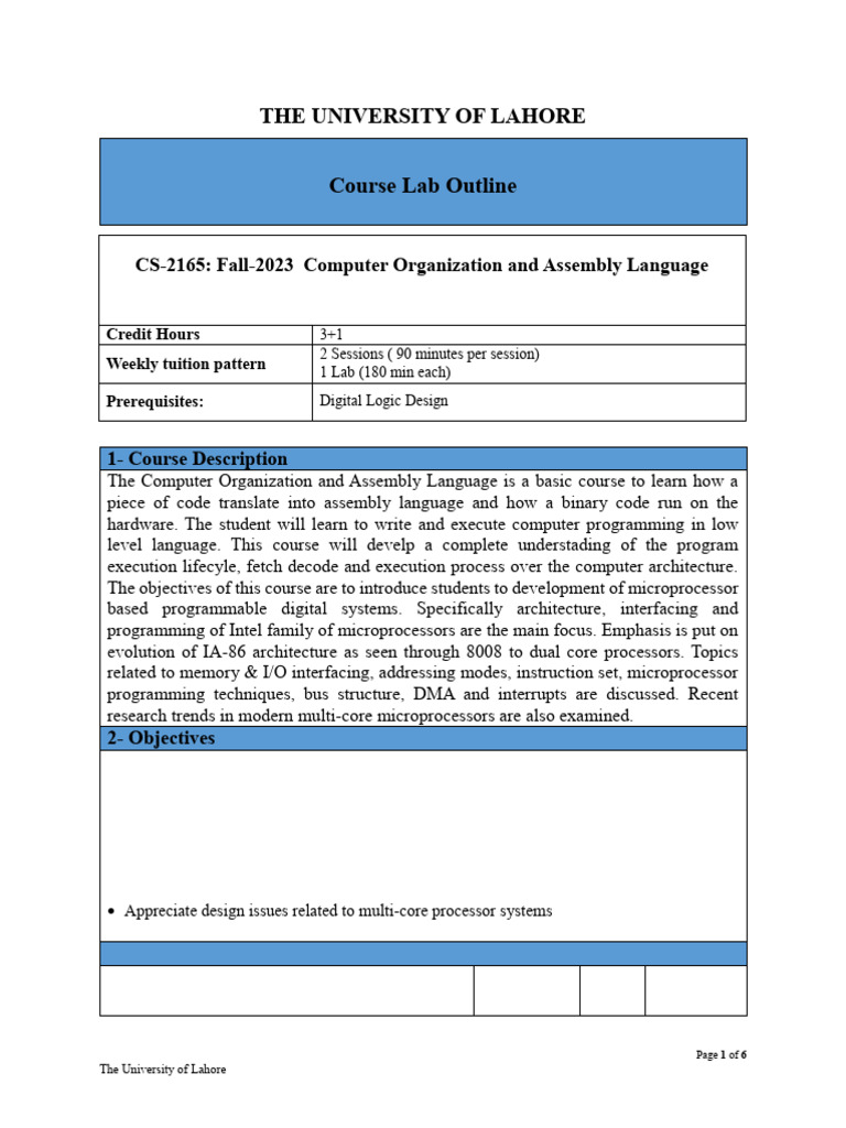 COAL LAB Outline As Per HEC v1.0 | PDF | Central Processing Unit ...