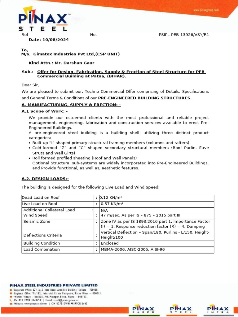 PSIPL Techno Commercial Offer | PDF | Screw | Framing (Construction)