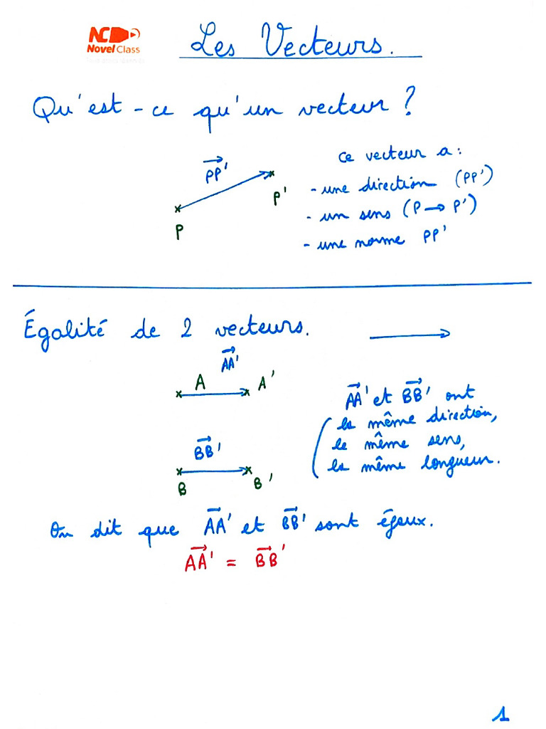 Cours Et Exercices Corriges Sur Les Vecteurs Maths Seconde 65a64e8ba43cc | PDF