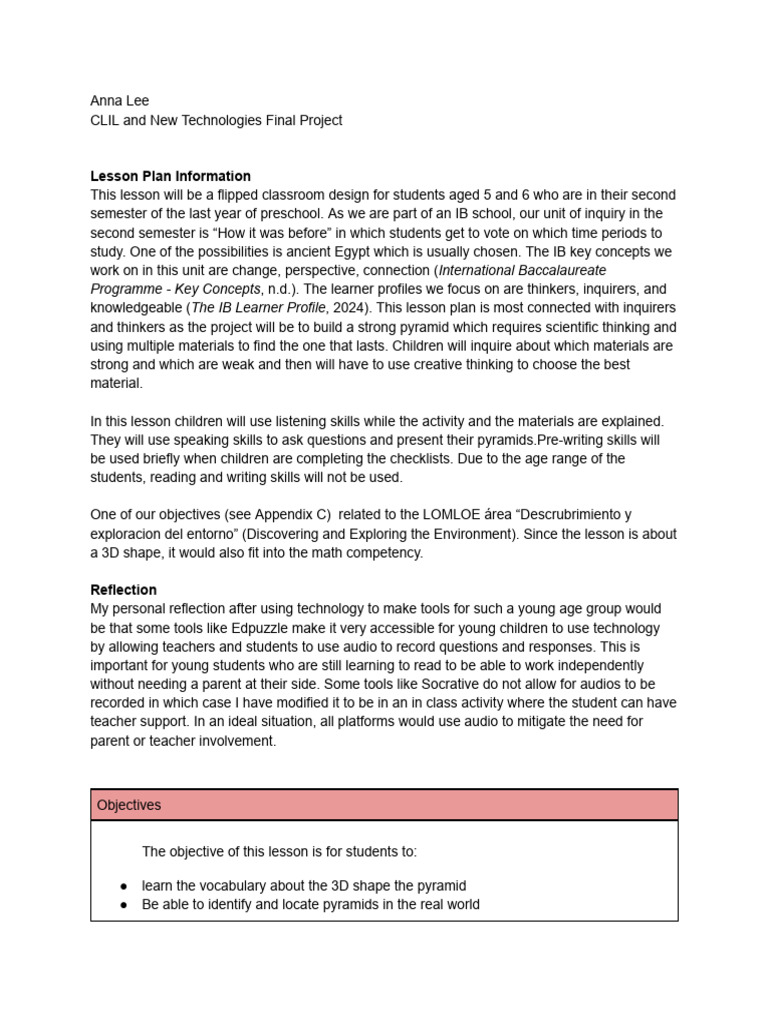 CLIL Final Project Anna Lee | PDF | Learning | Teachers