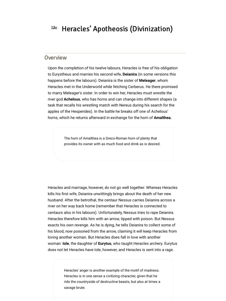 12c. Heracles' Apotheosis (Divinization) | PDF | Greek Mythology