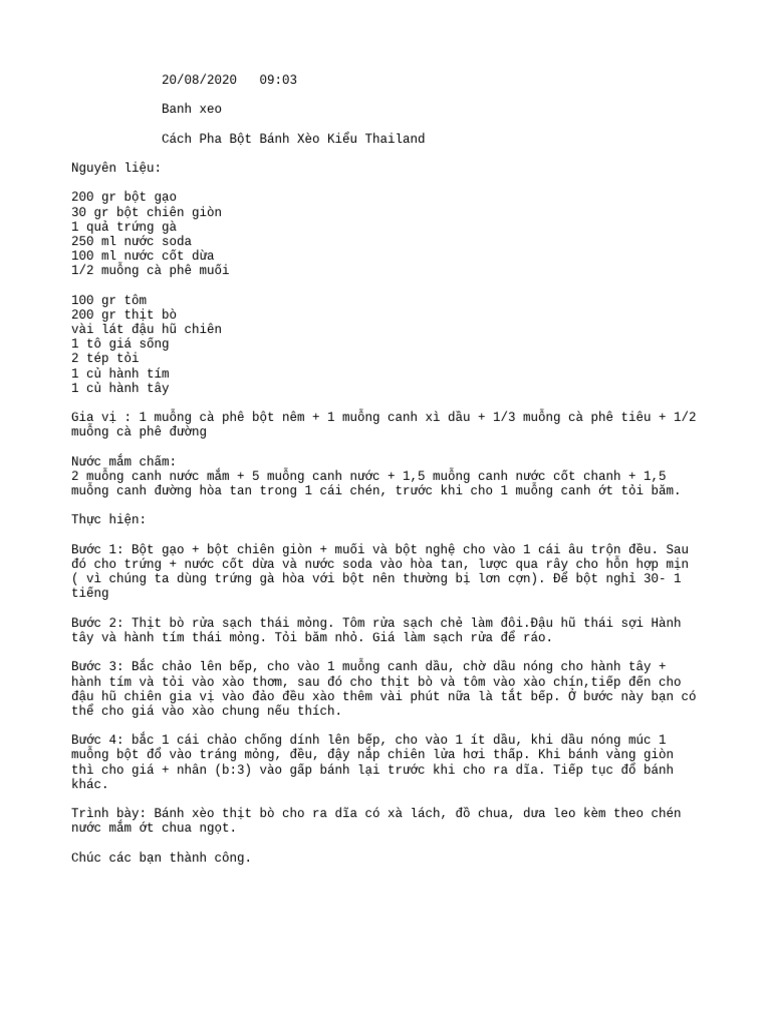 Banh Xeo Bot Gao | PDF