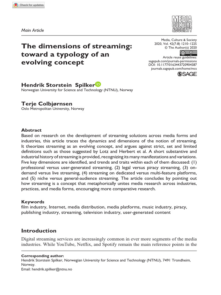 Spilker Colbjornsen 2020 The Dimensions of Streaming Toward A Typology ...
