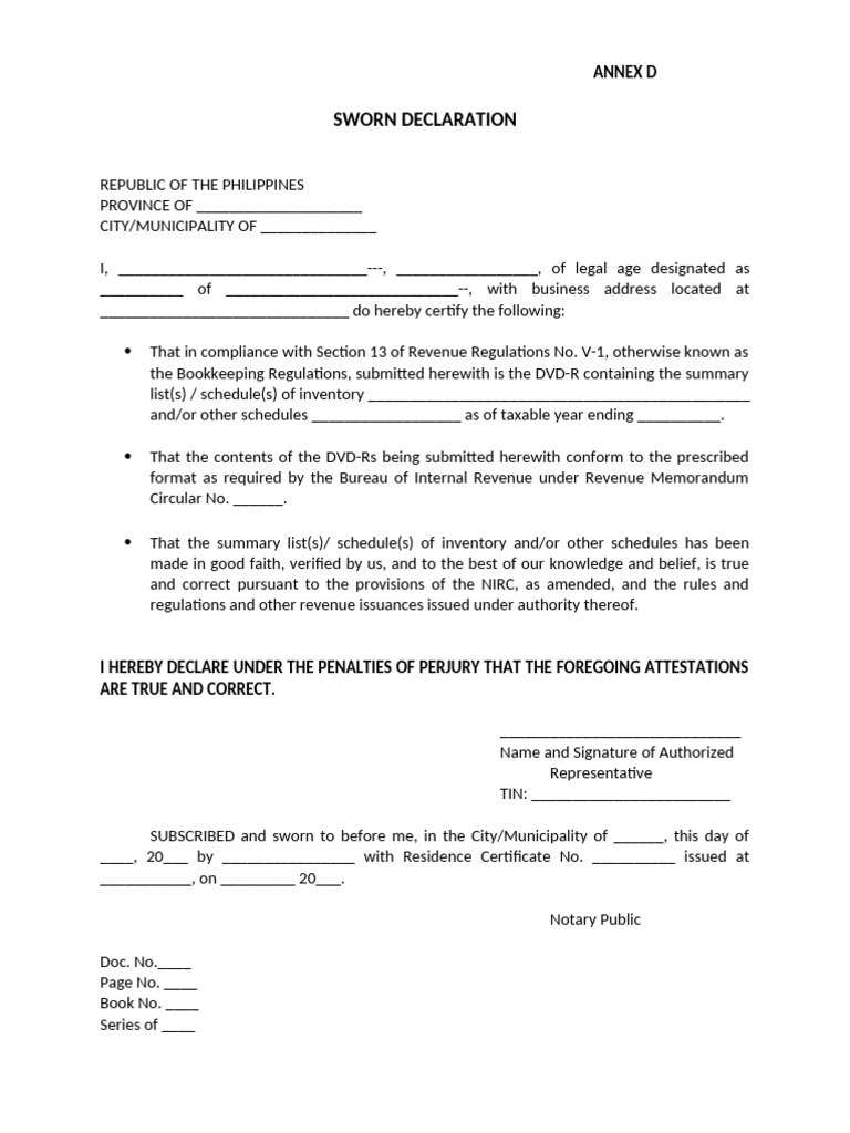 Sworn Declaration | PDF
