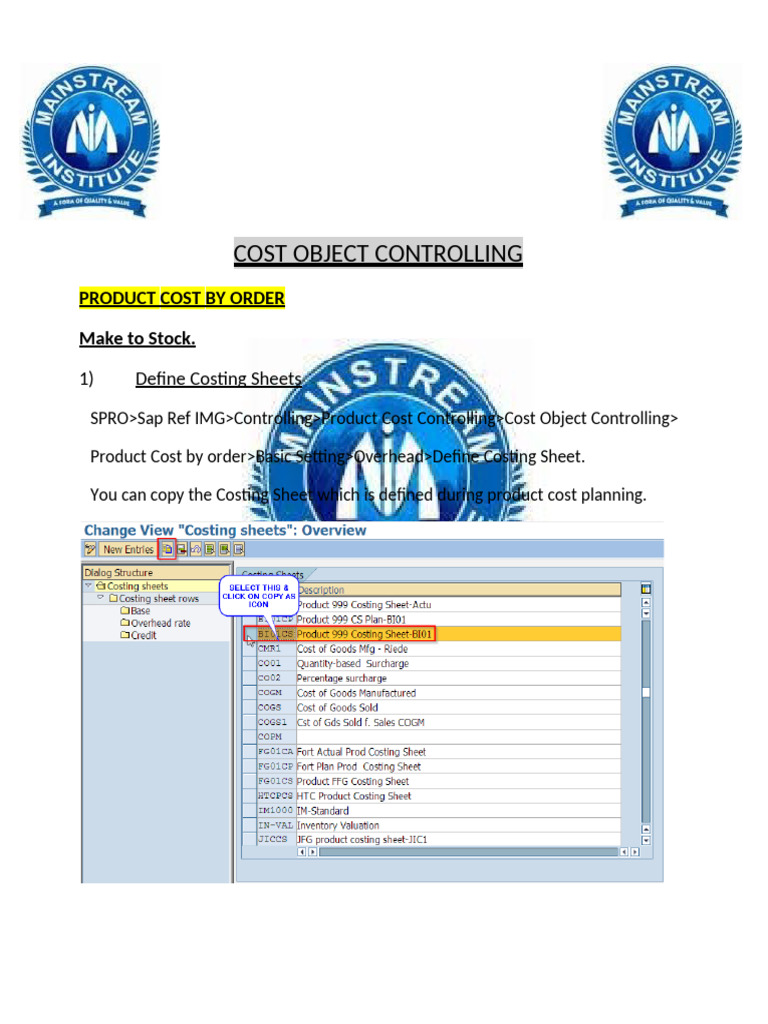 Cost Object Controlling 1 Pdf Valuation Finance Cost