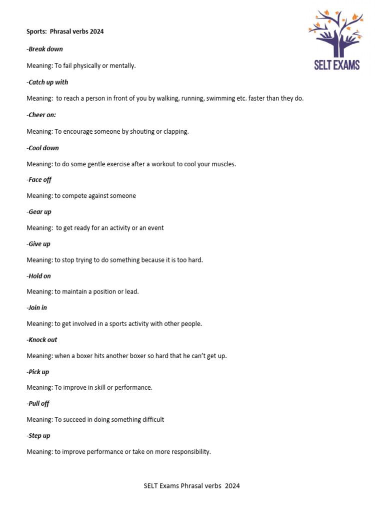 Phrasal Verbs Sports and Olympics | PDF
