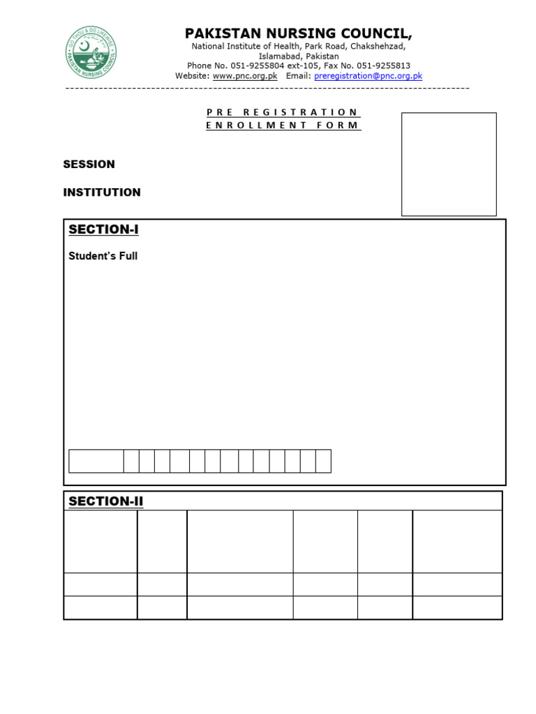 PNC Pre Registration Enrollment Form | PDF | Nursing | Health Care