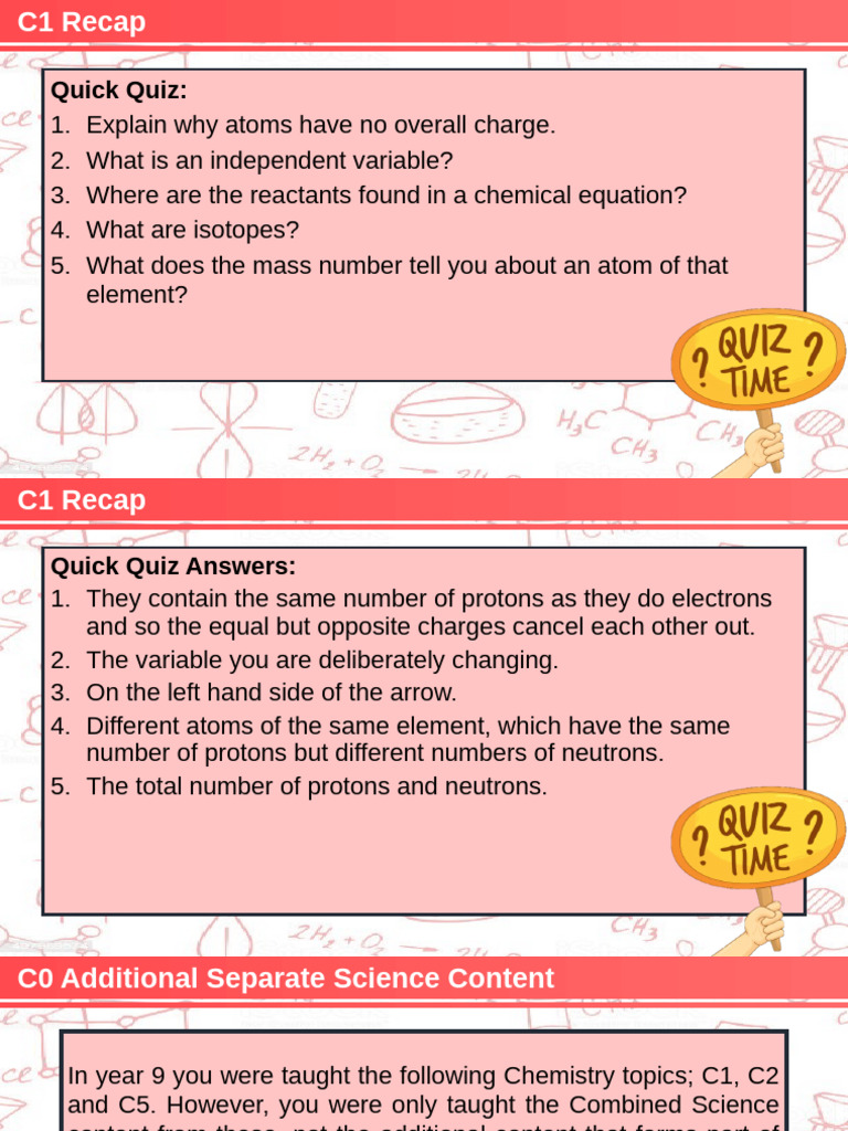1 C1 Recap Pdf Atoms Chemistry