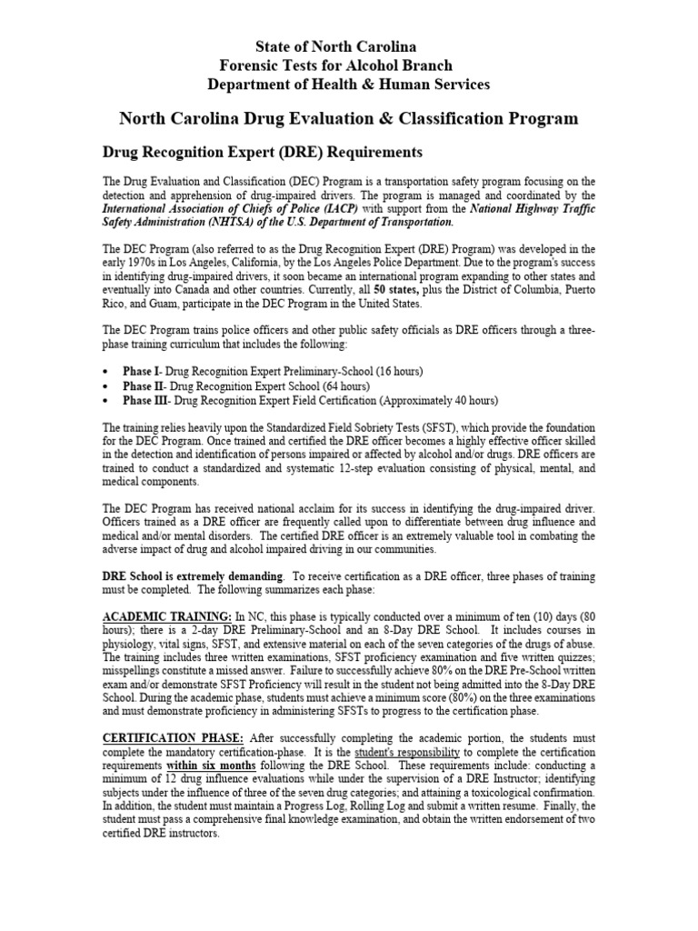 DRE-Requirements | PDF | Drunk Driving In The United States | Driving ...