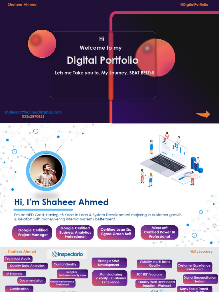 Shaheer Ahmed's Digital Portfolio Overview | PDF | Calibration | Production And Manufacturing