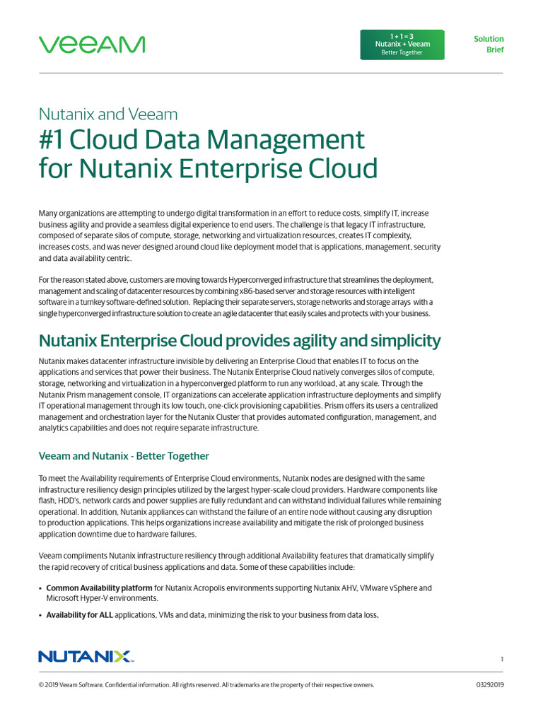 Nutanix Enterprise Cloud Availability Solution Brief | PDF | Cloud Computing | Virtualization