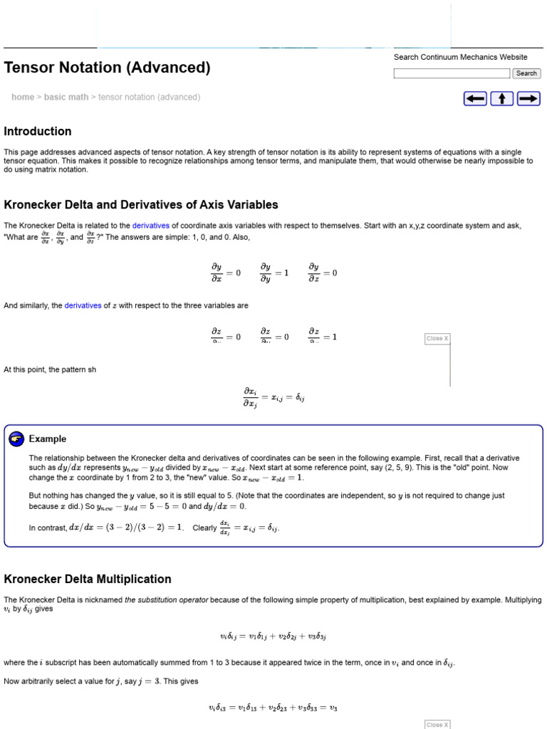 Tensor Notation (Advanced) | PDF | Tensor | Linear Elasticity Tensor Notation (Advanced) | PDF | Tensor | Linear Elasticity