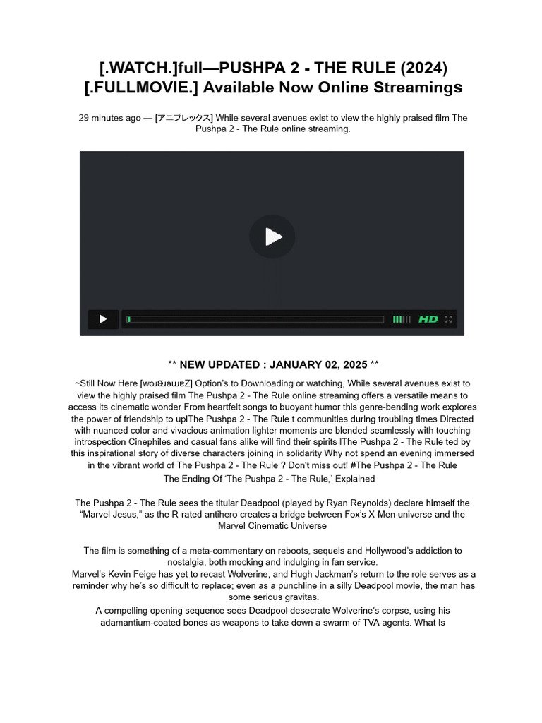 Pushpa 2 The Rule English Us | PDF | Hulu | Pay Television