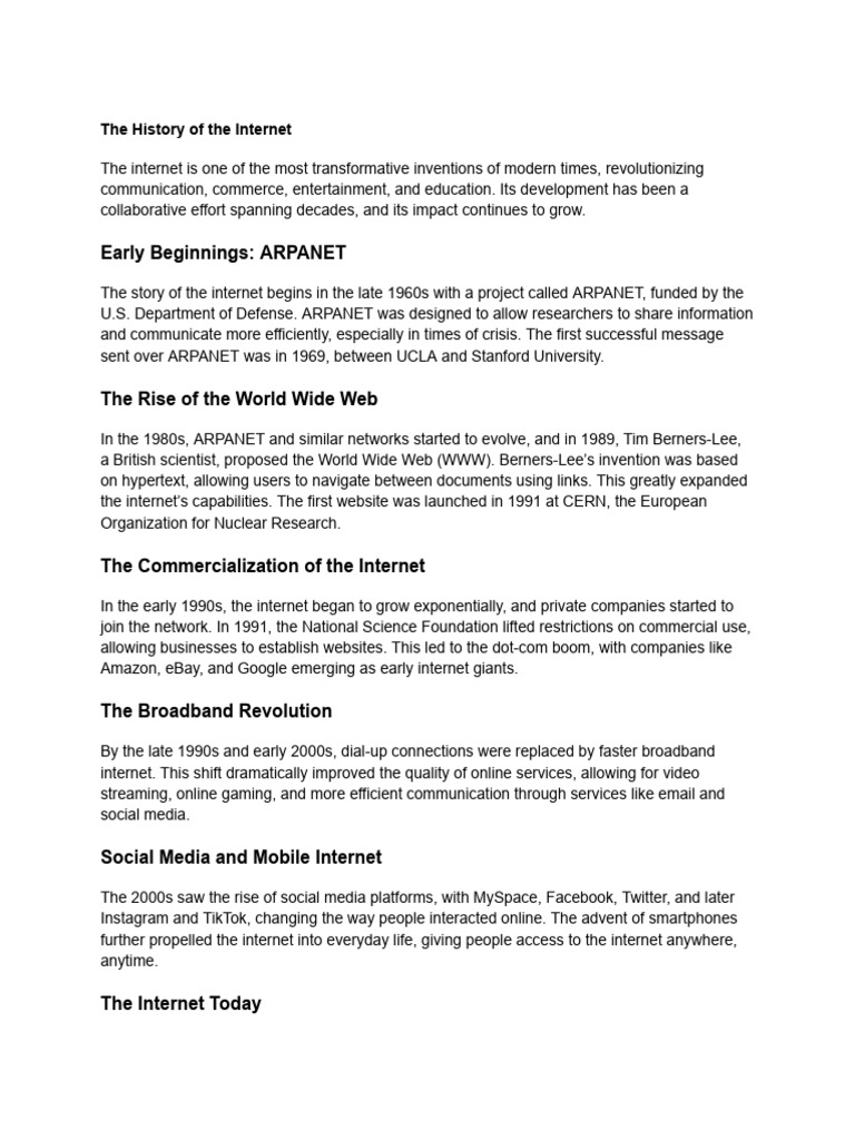 The History of The Internet | PDF | Internet | Social Media