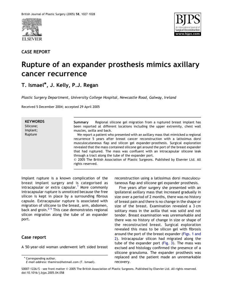 Rupture of An Expander Prosthesis Mimics Axillary | PDF | Diseases And ...