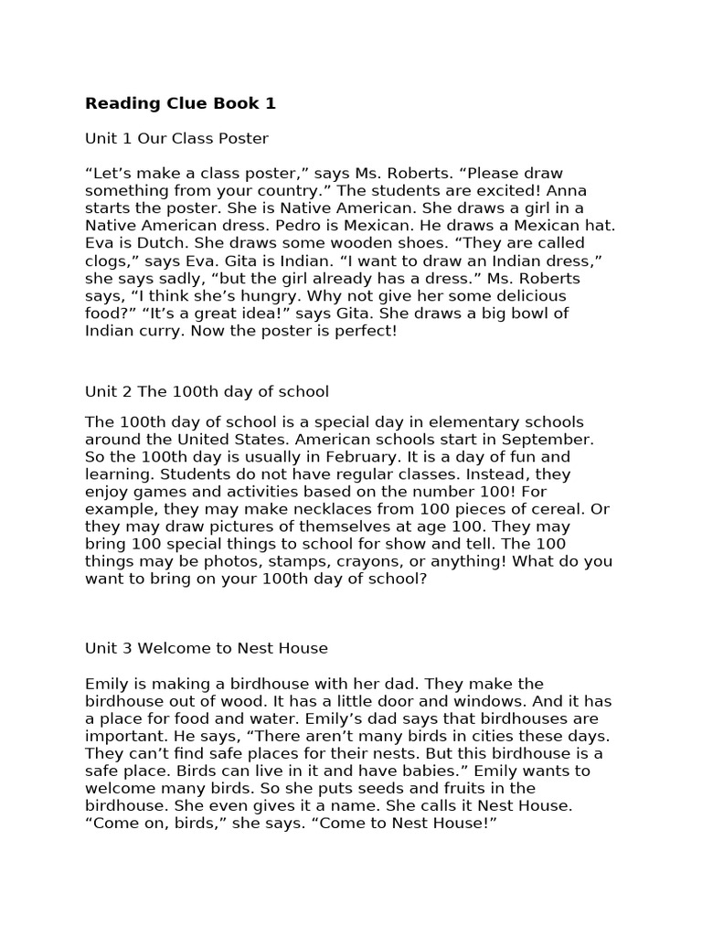 Reading Clue Book 1 Units Overview | PDF | Sherlock Holmes | 221 B ...