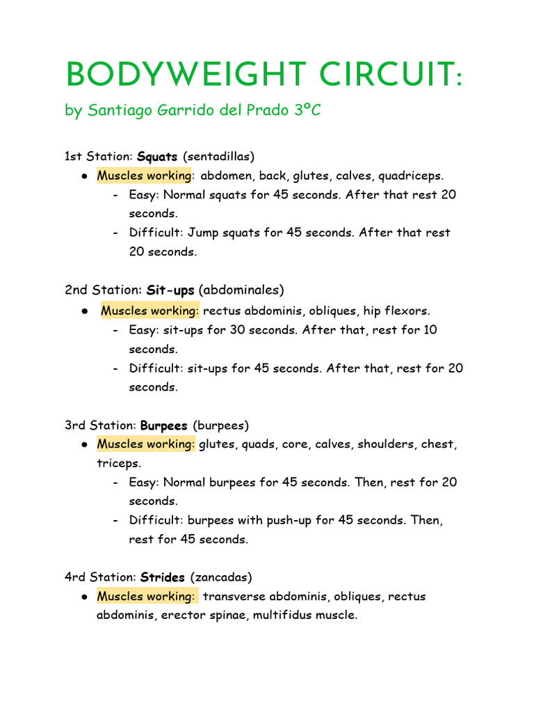 Bodyweight Circuit Strenght Material | PDF