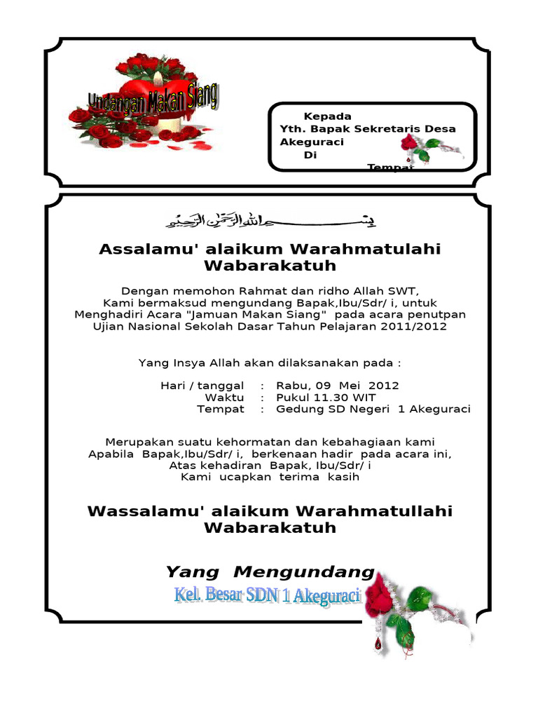 Undangan Jamuan Makan Siang Resmi | PDF