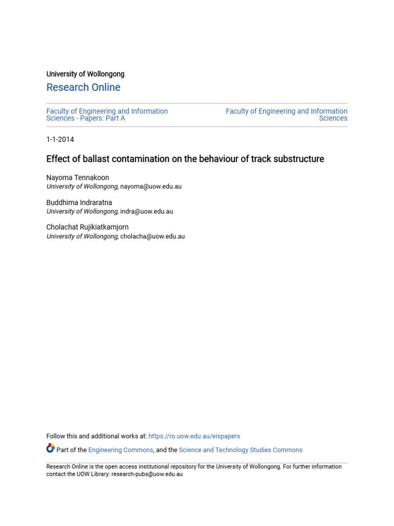 Effect of Ballast Contamination on the Behaviour of Track Substructure | PDF | Soil Mechanics ...
