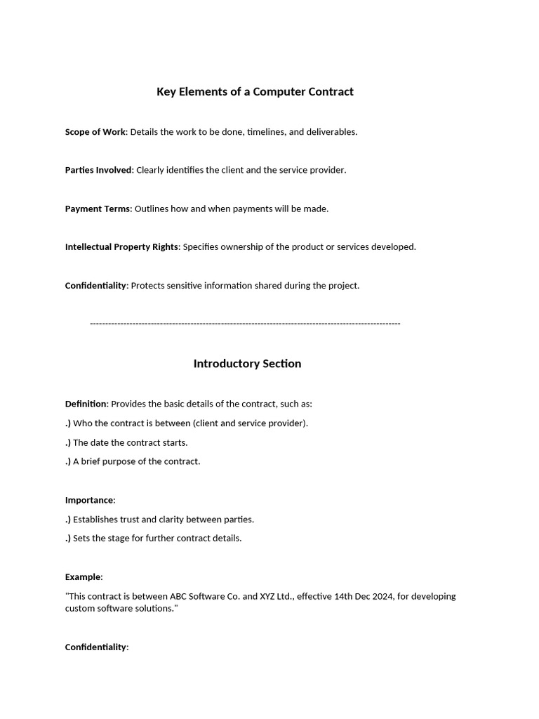 Key Elements of a Computer Contract-1 | PDF | Software | Information ...