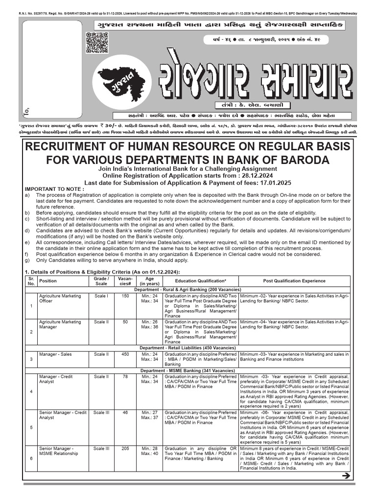 Bank of Baroda Recruitment 2025 | PDF | Master Of Business ...
