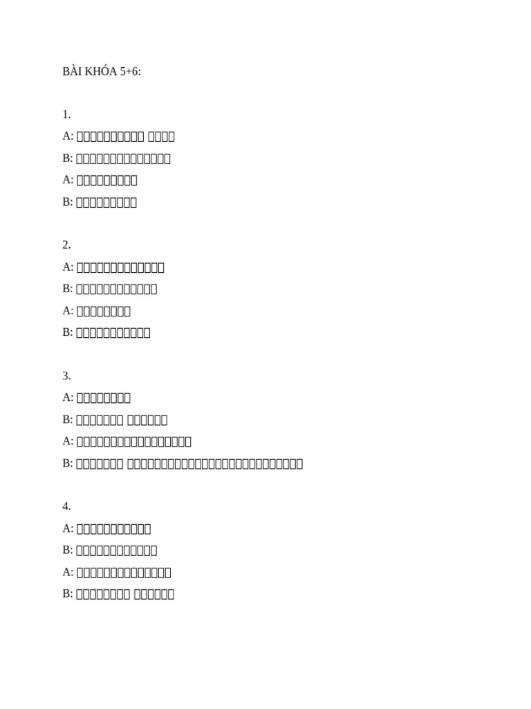Bài Khóa 5 + 6 (HSK2) | PDF