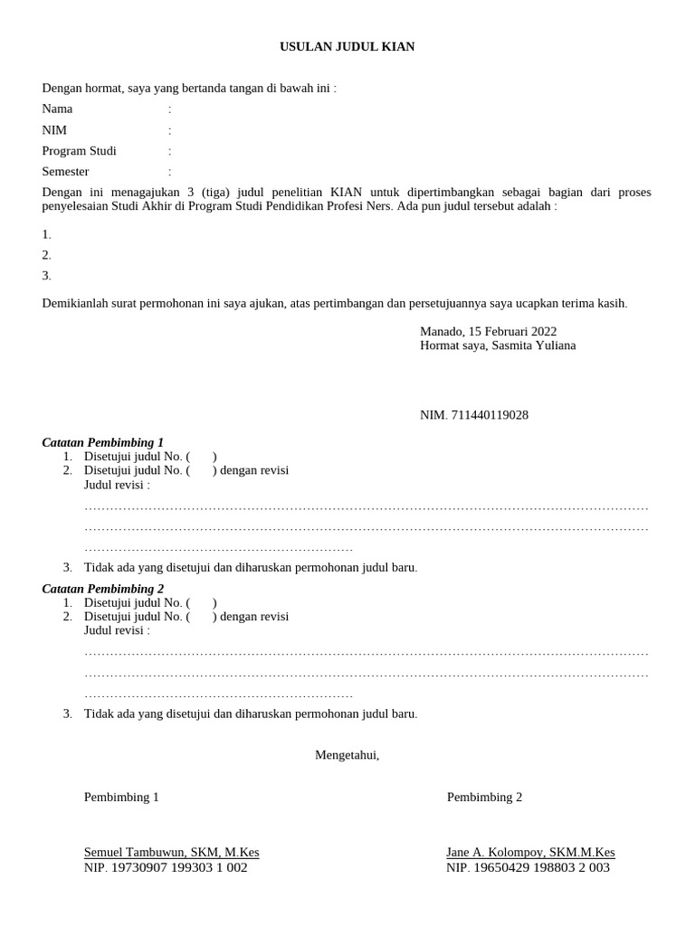 Usulan Judul Kian | PDF