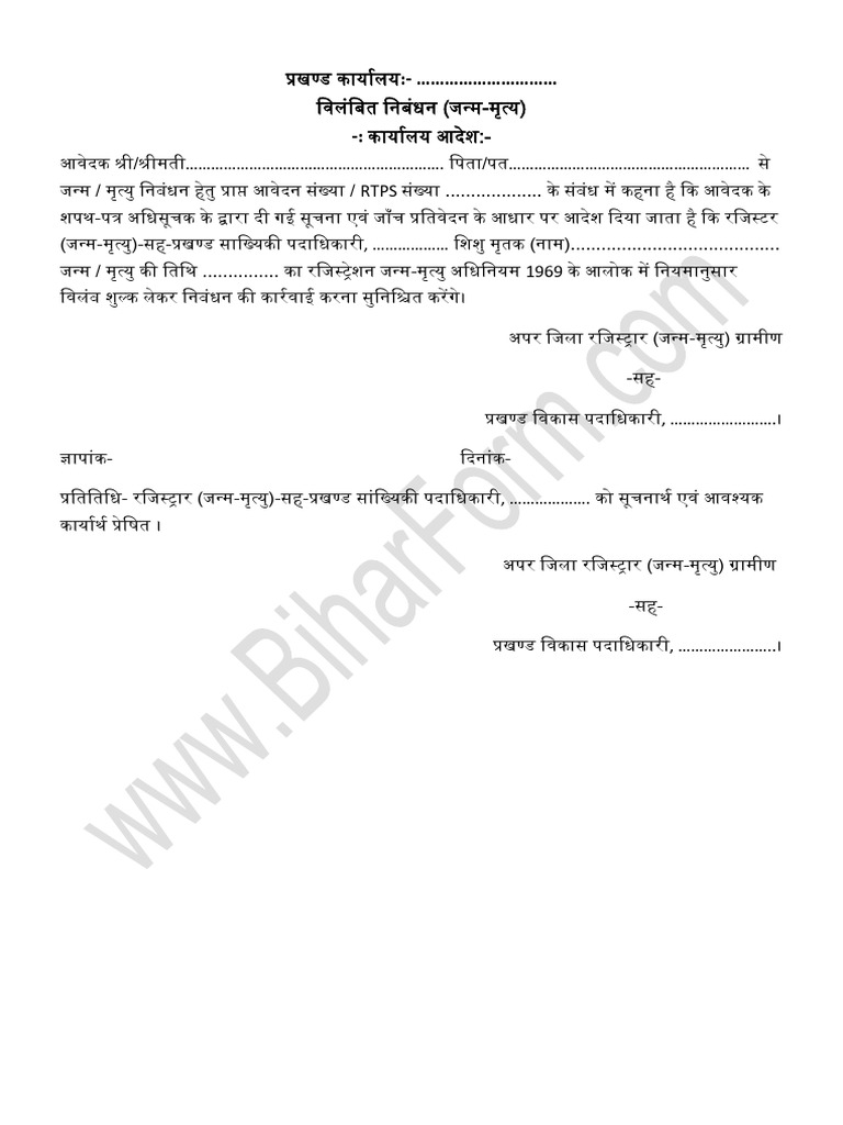 Janam Praman Patra Form Bihar | PDF
