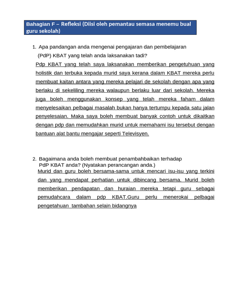 Refleksi PDP Guru 2024-NADRAH | PDF