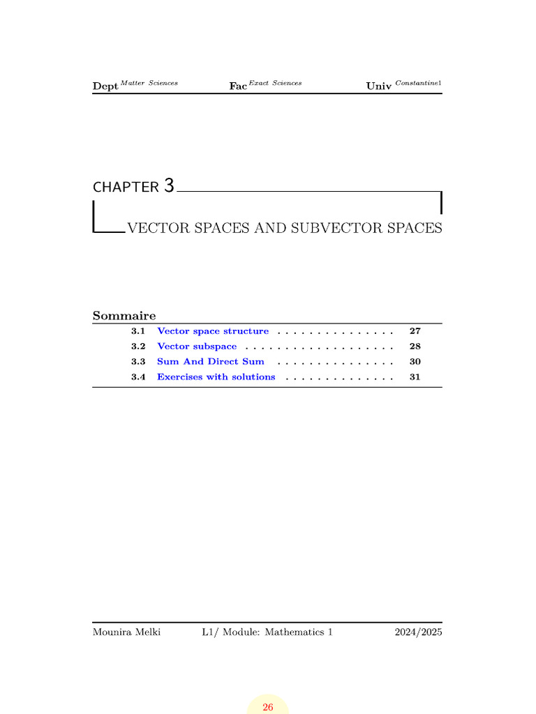 Vector Spaces and Subvector Spaces - 1 | PDF