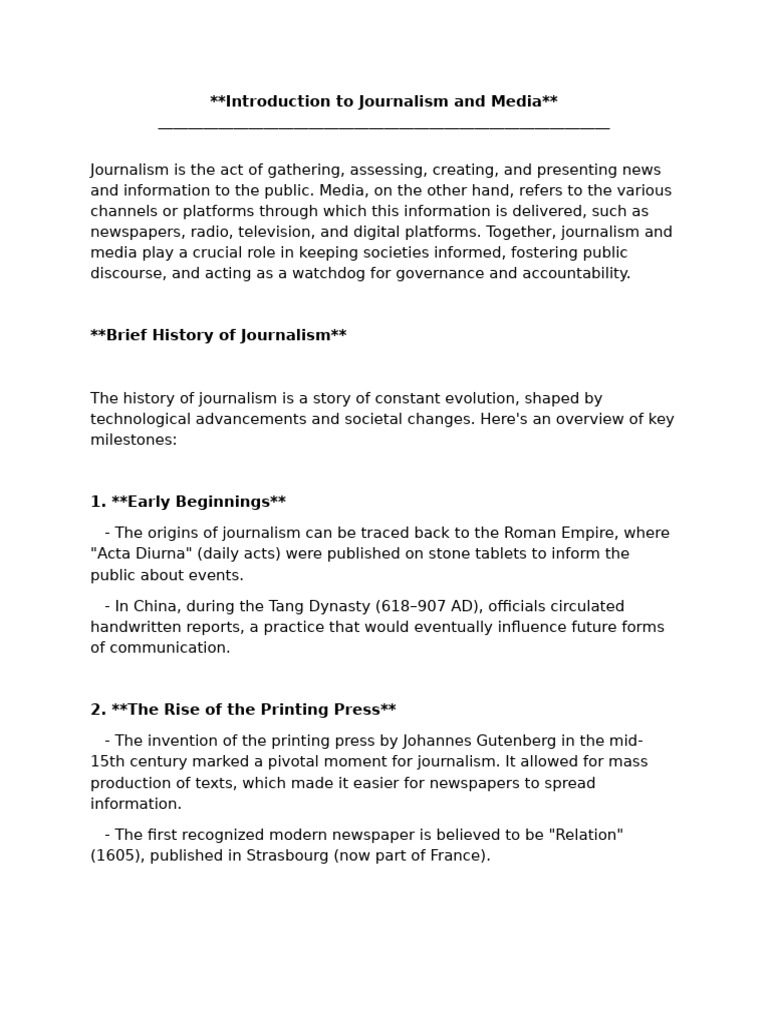 Evolution of Journalism and Media | PDF | Journalism | Newspapers