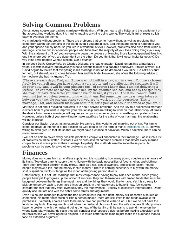 6 Solving Common Problems | PDF | Marriage | Wife