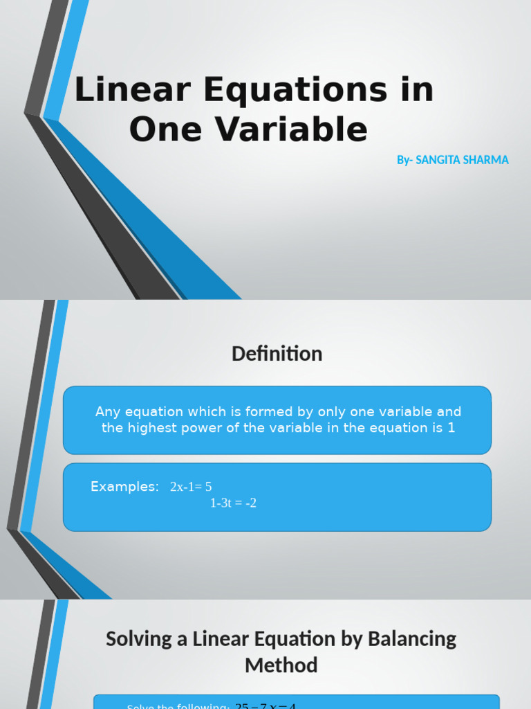 Linear Equations in One Variable | PDF