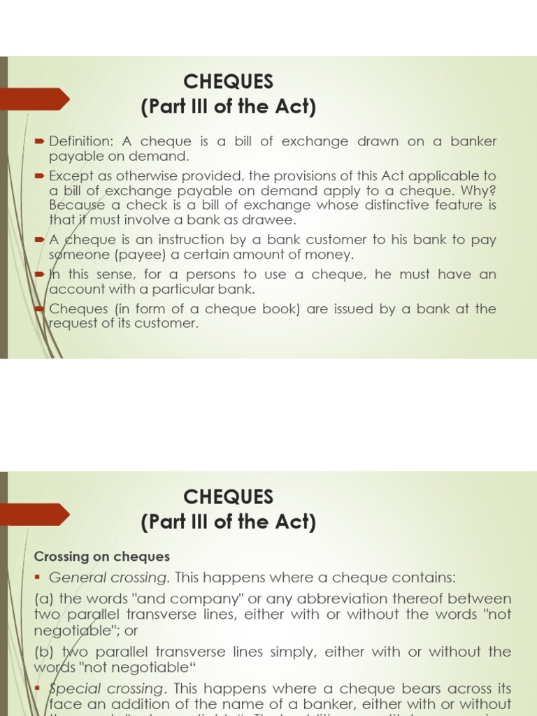 Negotiable Instruments LLB II | PDF | Negotiable Instrument | Cheque