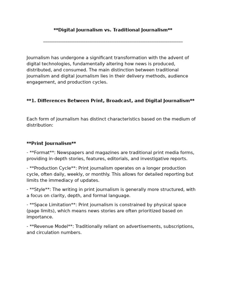 Digital vs. Traditional Journalism | PDF | Journalism | Social Media