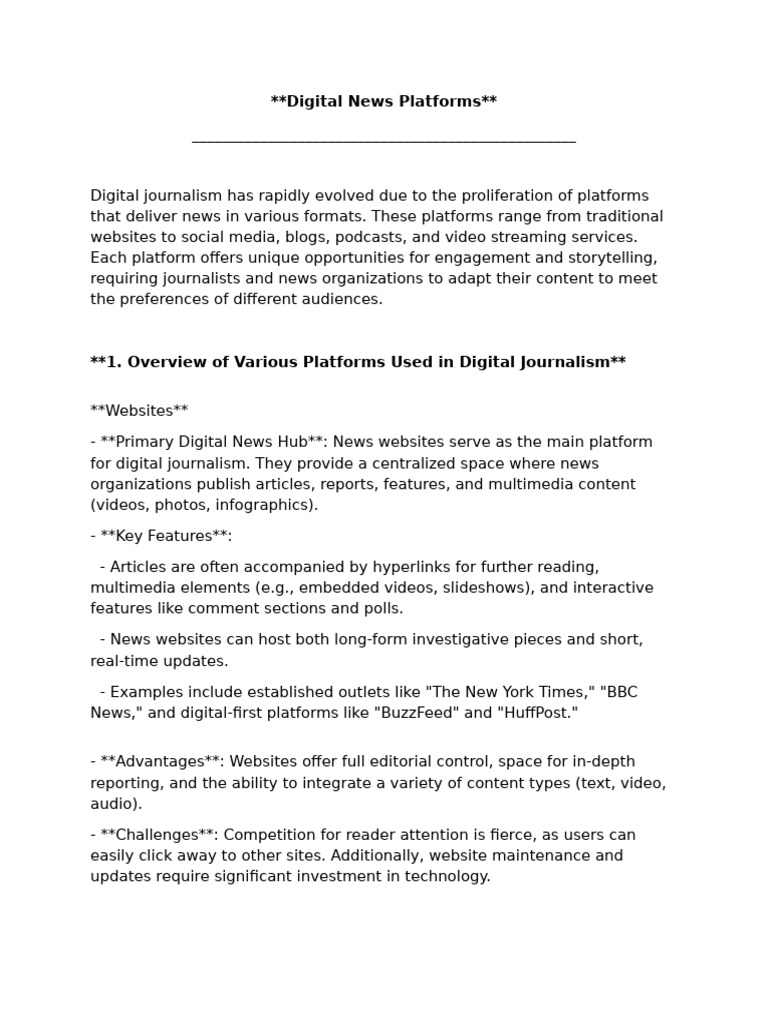 Digital News Platforms | PDF | Popular Culture & Media Studies | Social ...