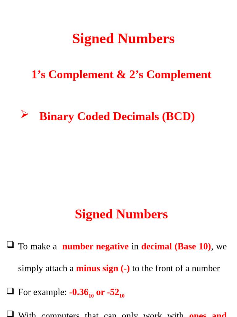 ITU07102.Lecture.5-Signed Number and BCD | PDF | Binary Coded Decimal | Subtraction