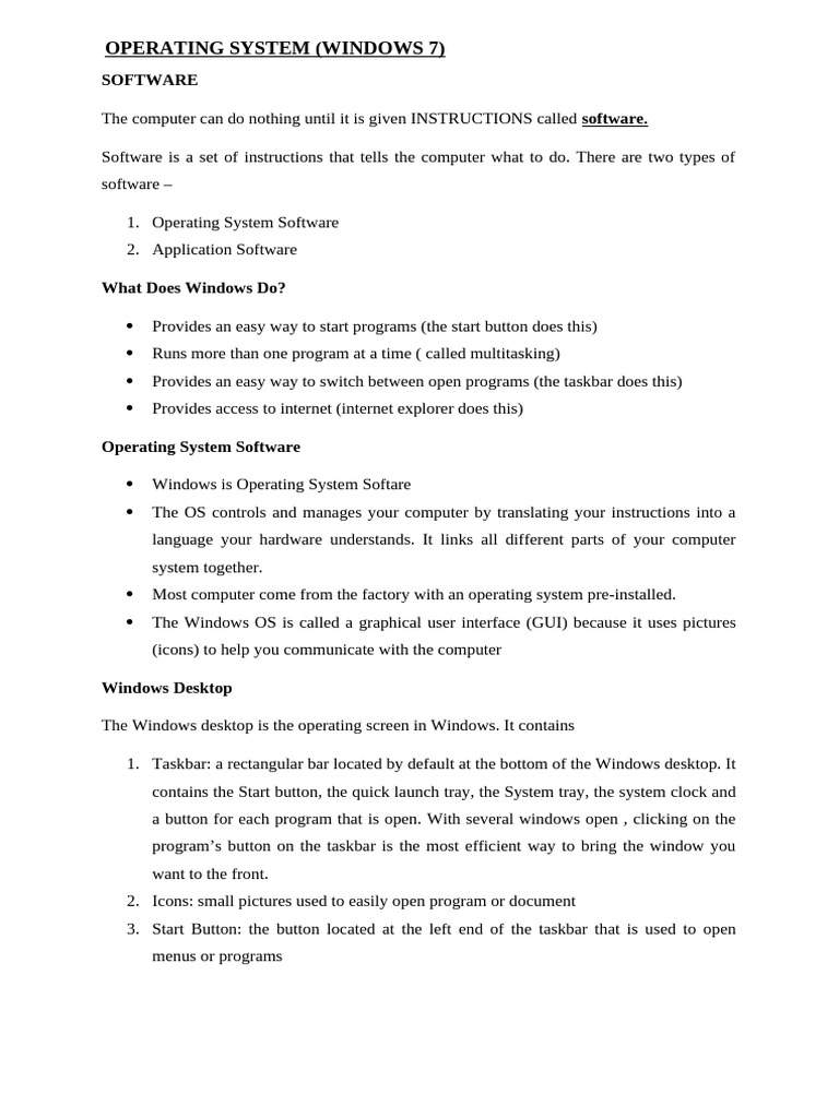 CSC 101 Windows Operating System. | PDF | Window (Computing) | Computing Platforms