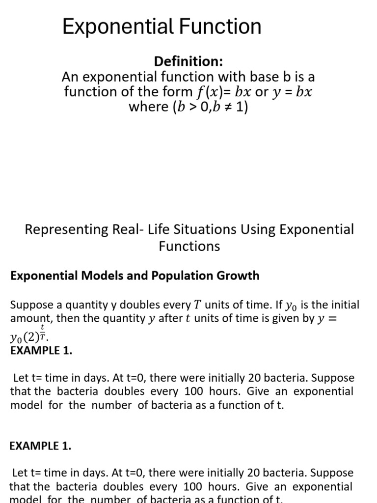 Exponential Function | PDF | Applied Mathematics Exponential Function | PDF | Applied Mathematics