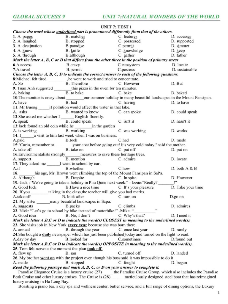 E9 Unit7 Tonghop | PDF